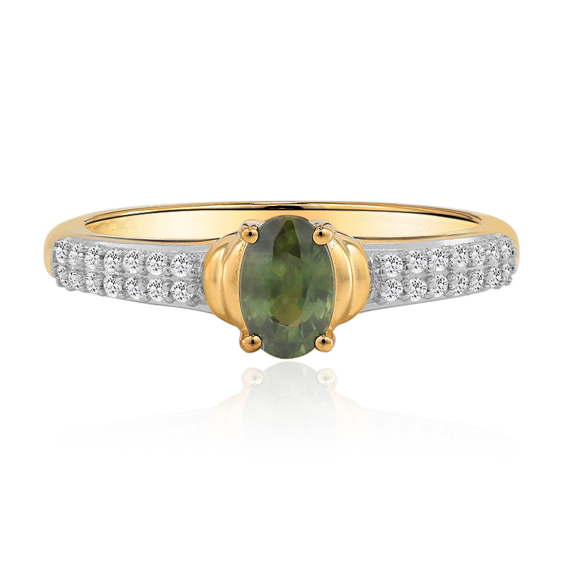 Groene Saffier 9K Gouden Ring, 0.476ct
