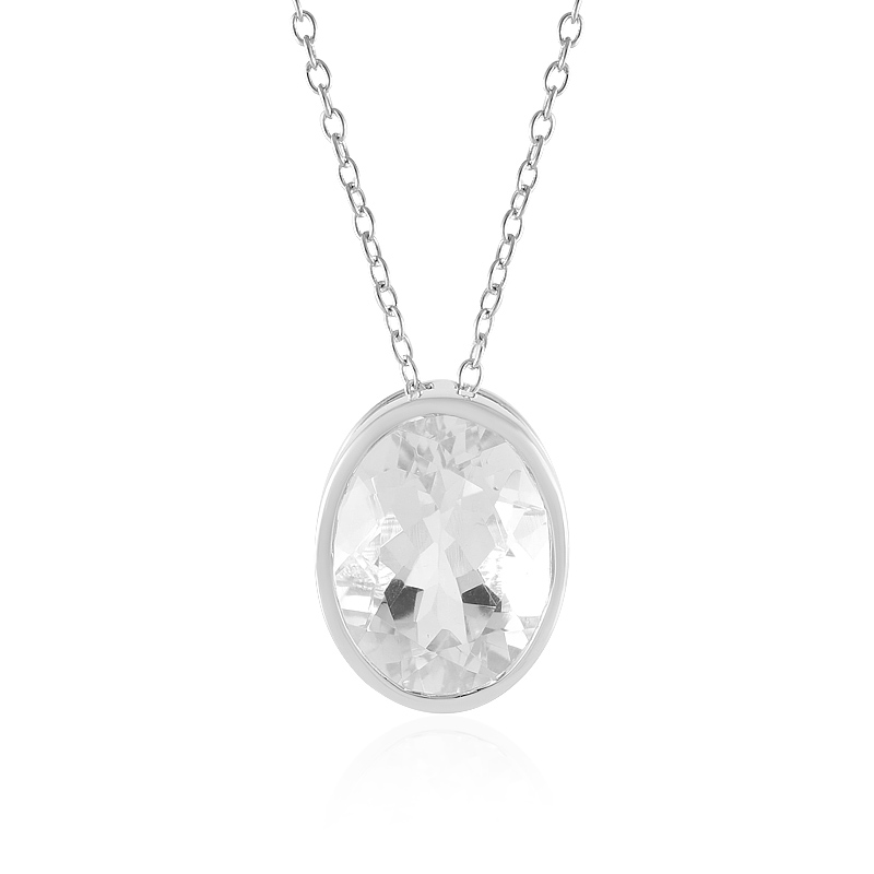 Chique witte kwarts zilveren ketting