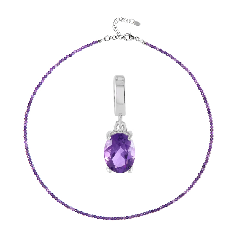 Amethyst Silver Set-4389ME | Juwelo
