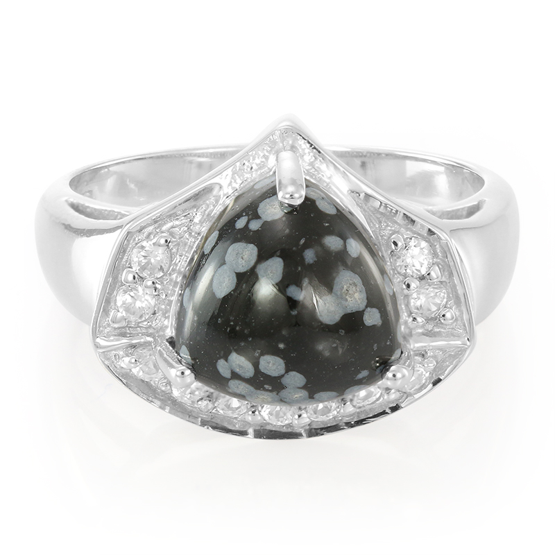 Snowflake Obsidian Sterling Silver Ring, USA 3.07ct