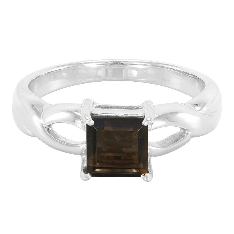 Chique Rookkwarts Zilveren Ring, Brazilië 0,82ct