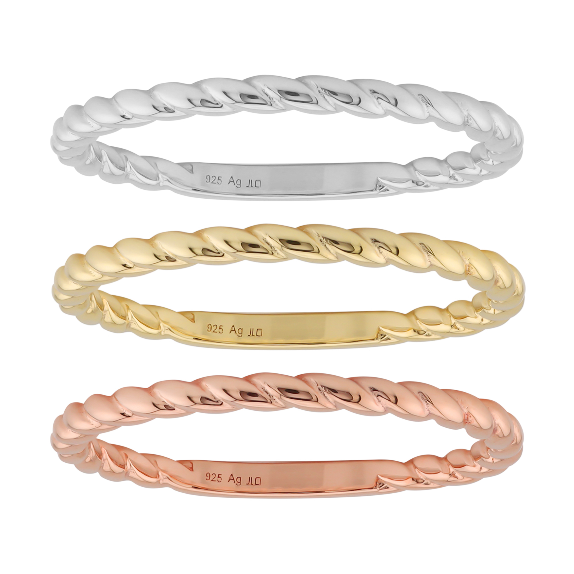 Twist Design Silber Stapel Ringe Set