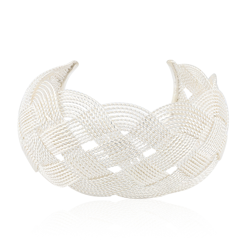 Elegant Silver Braid Bangle 925 Sterling
