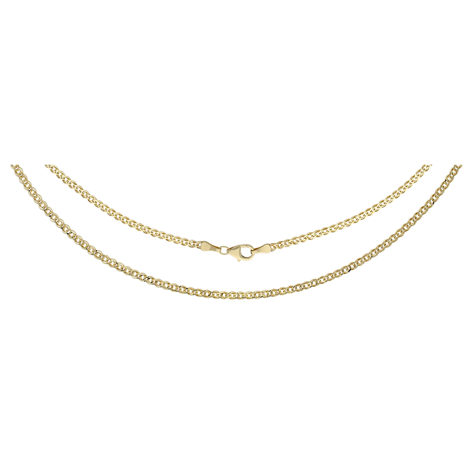 Elegante collar de cadena de oro 375, 1.8g 45cm