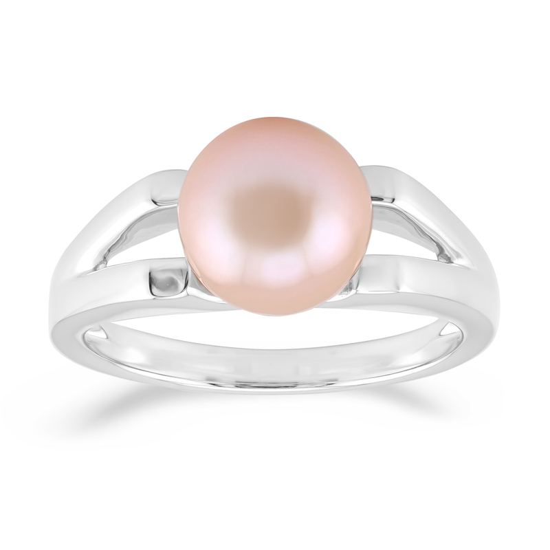 Pfirsich Ming Perle Sterling Silber Ring