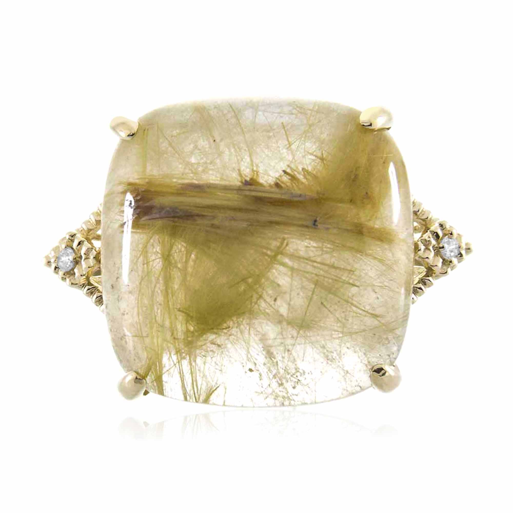 Anello in oro di quarzo rutilato, Brasile 19,97ct