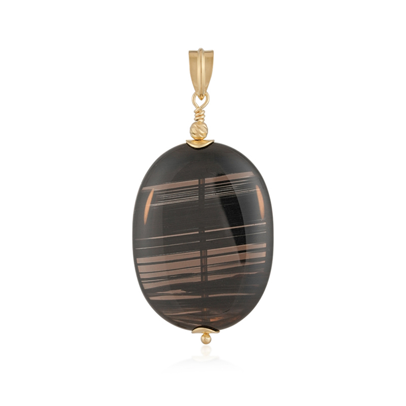 Pendentif en argent plaqué or en obsidienne, 70 ct
