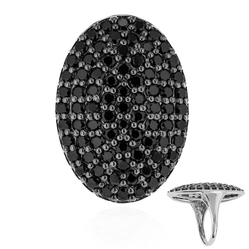 Sophisticated Black Spinel Silver Ring