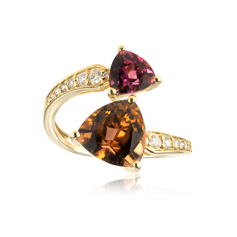 Schicker Kongo Neon Turmalin Diamant 14K Gold Ring, 3,88 ct