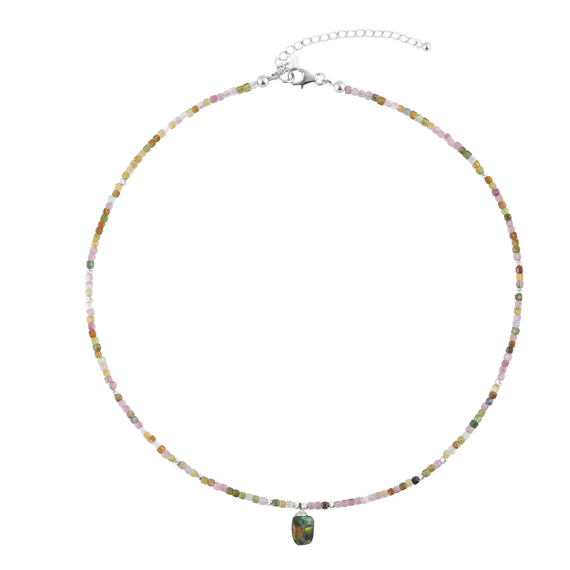 Collar Turmalina Ammolita Plata de Ley