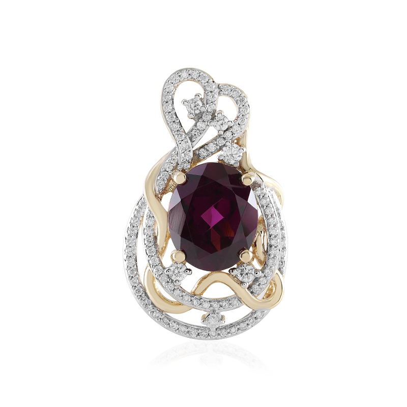 Magenta Granaat Diamant Gouden Hanger
