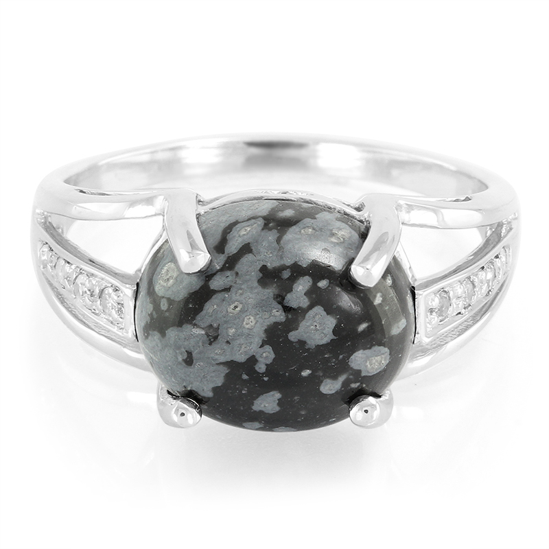 Snowflake Obsidian 925 Silver Ring, USA, 3.43ct