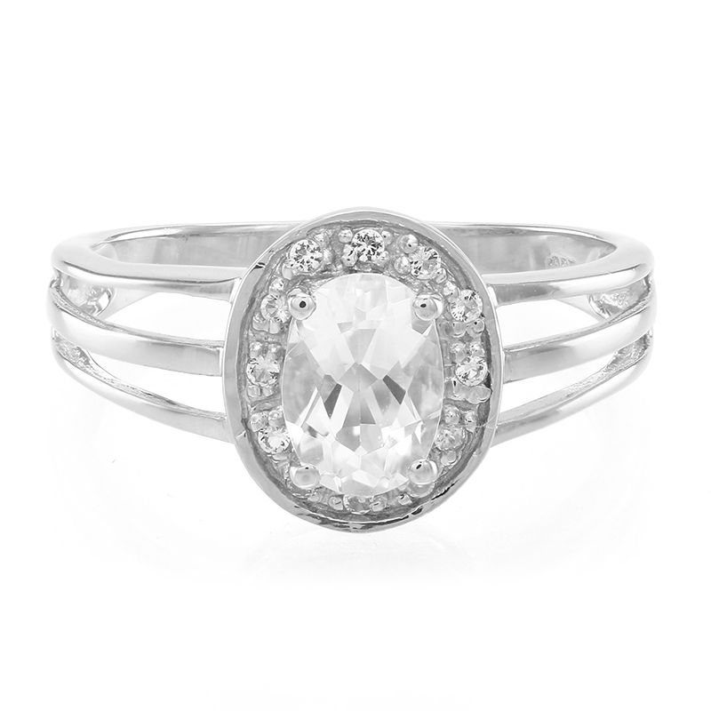 Ring van Sterling Zilver met Braziliaanse Gosheniet & Witte Topaas