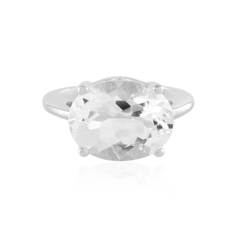Zilveren Ring van Braziliaanse Witte Kwarts