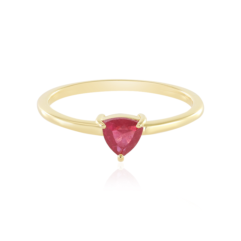 Madagaskar Robijn Triljant Verguld Zilver Ring, 0,58 ct