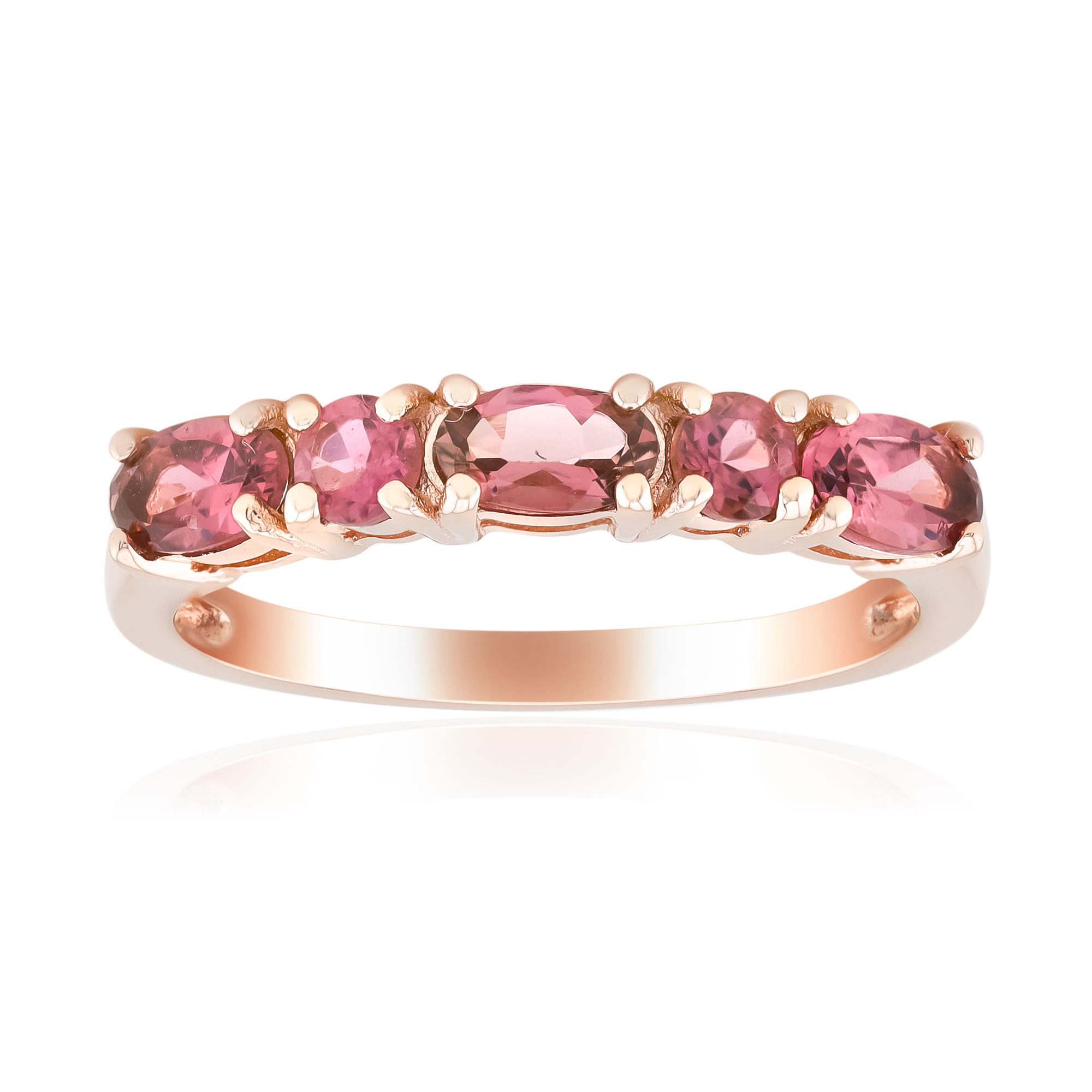 Roze Toermalijn Rose-Goud Verguld Zilveren Ring