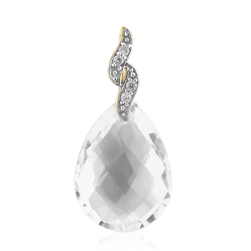 Braziliaanse Witte Kwarts 9K Gouden Hanger, 9.4ct