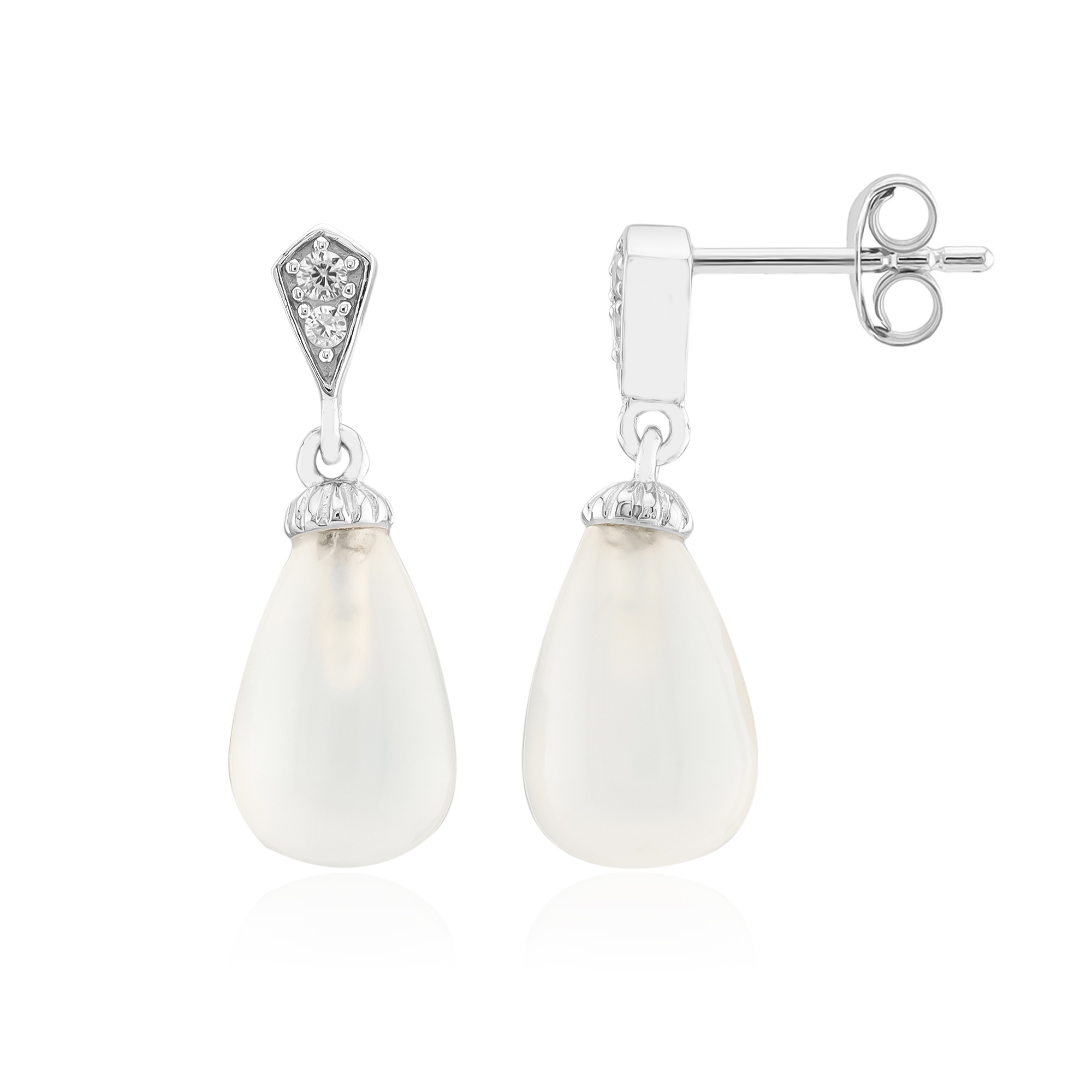Orecchini in argento con calcedonio bianco