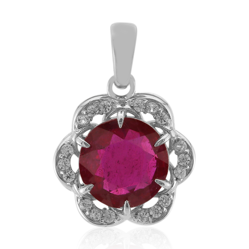 Zilveren hanger met een Bemainty robijn-6053OK | Juwelo sieraden