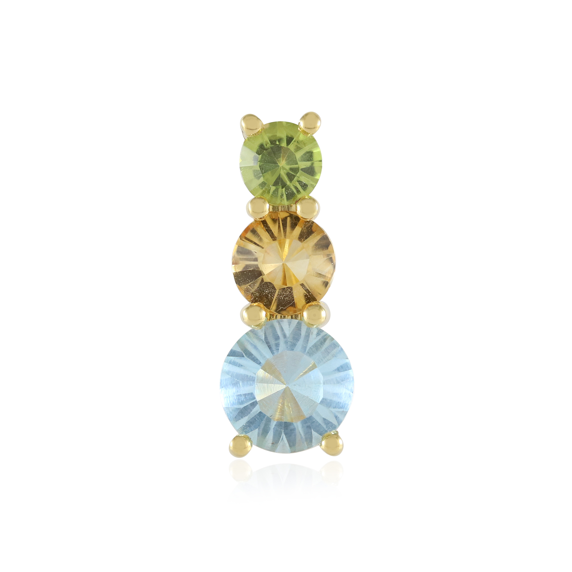 Tri-Gem-Topas-Zitrin-Peridot-Anhänger, vergoldet