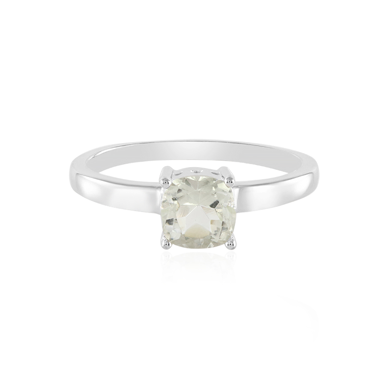 Amatista Verde Brasileña 1.16ct Anillo de Plata Platinado