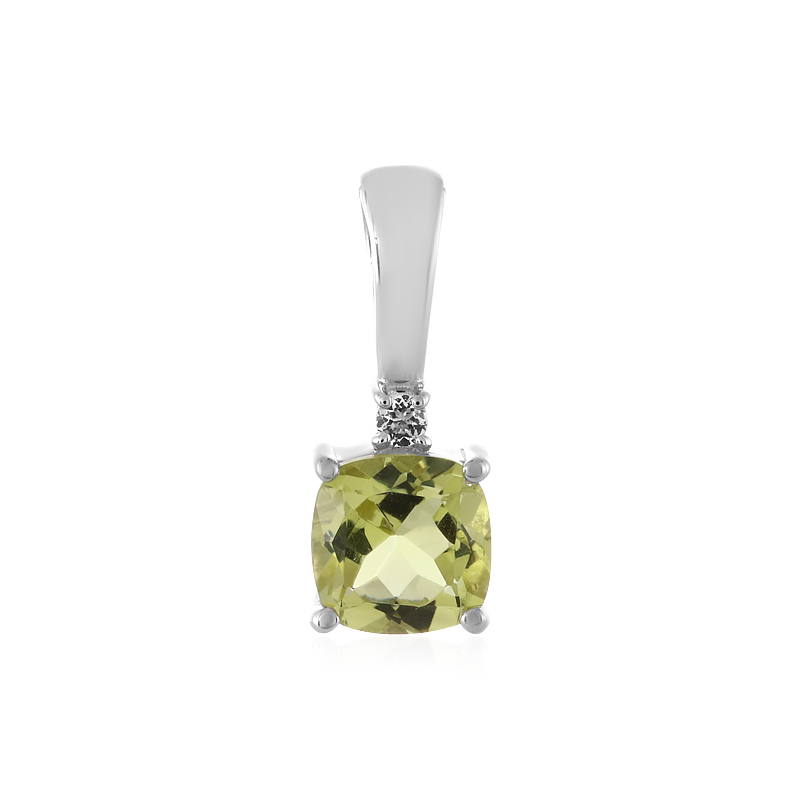 Brazilian Lime Quartz & White Topaz Silver Pendant
