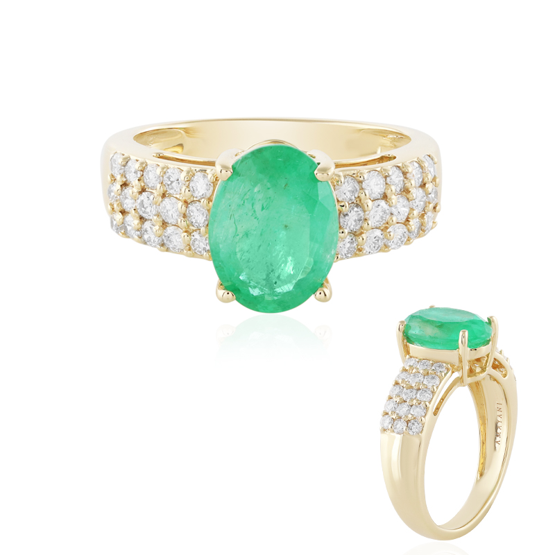 Gouden ring met een Russische smaragd (AMAYANI)-4569IE | Juwelo sieraden