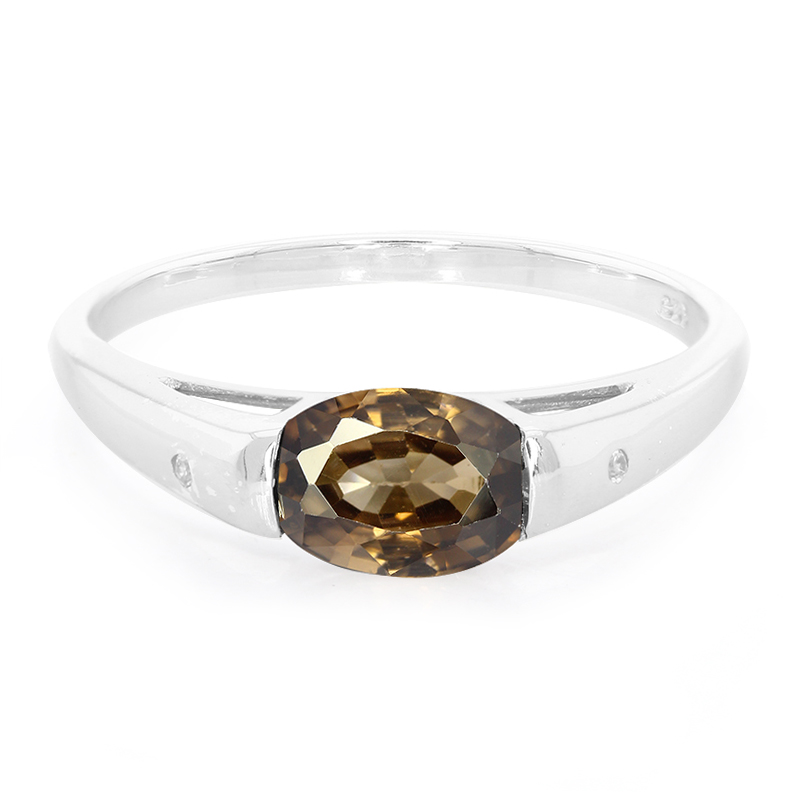 Tanzanian Cinnamon Zircon Silver Ring, 1.08ct