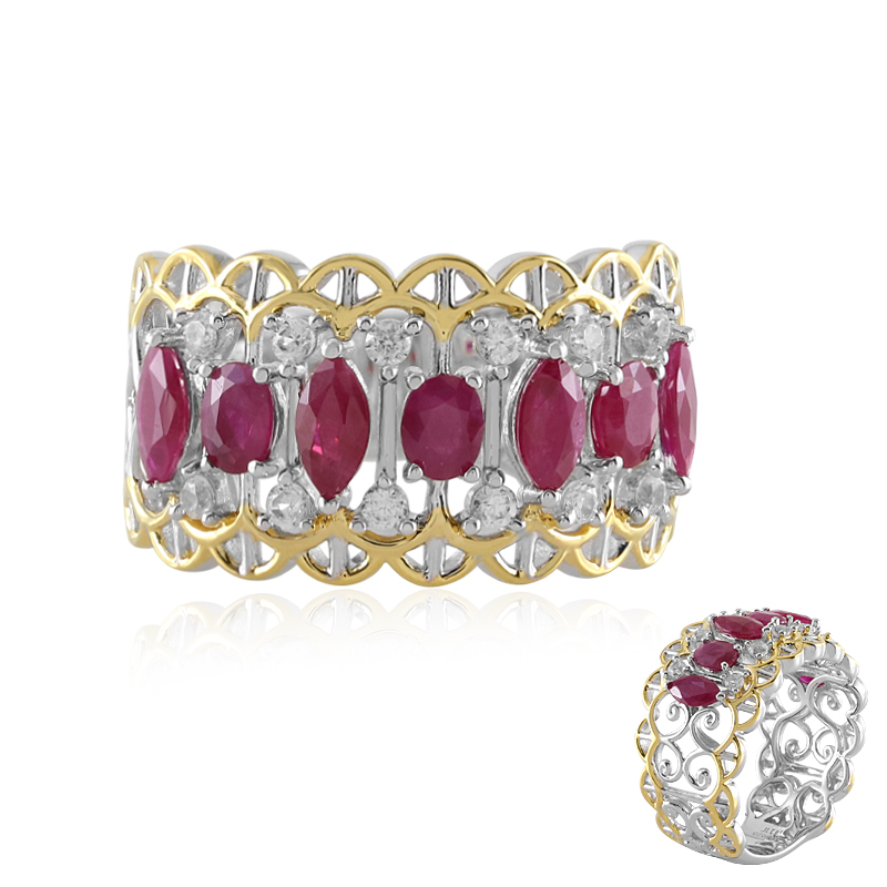 Myanmar Ruby & Zircon Silver Ring, 1.485ct