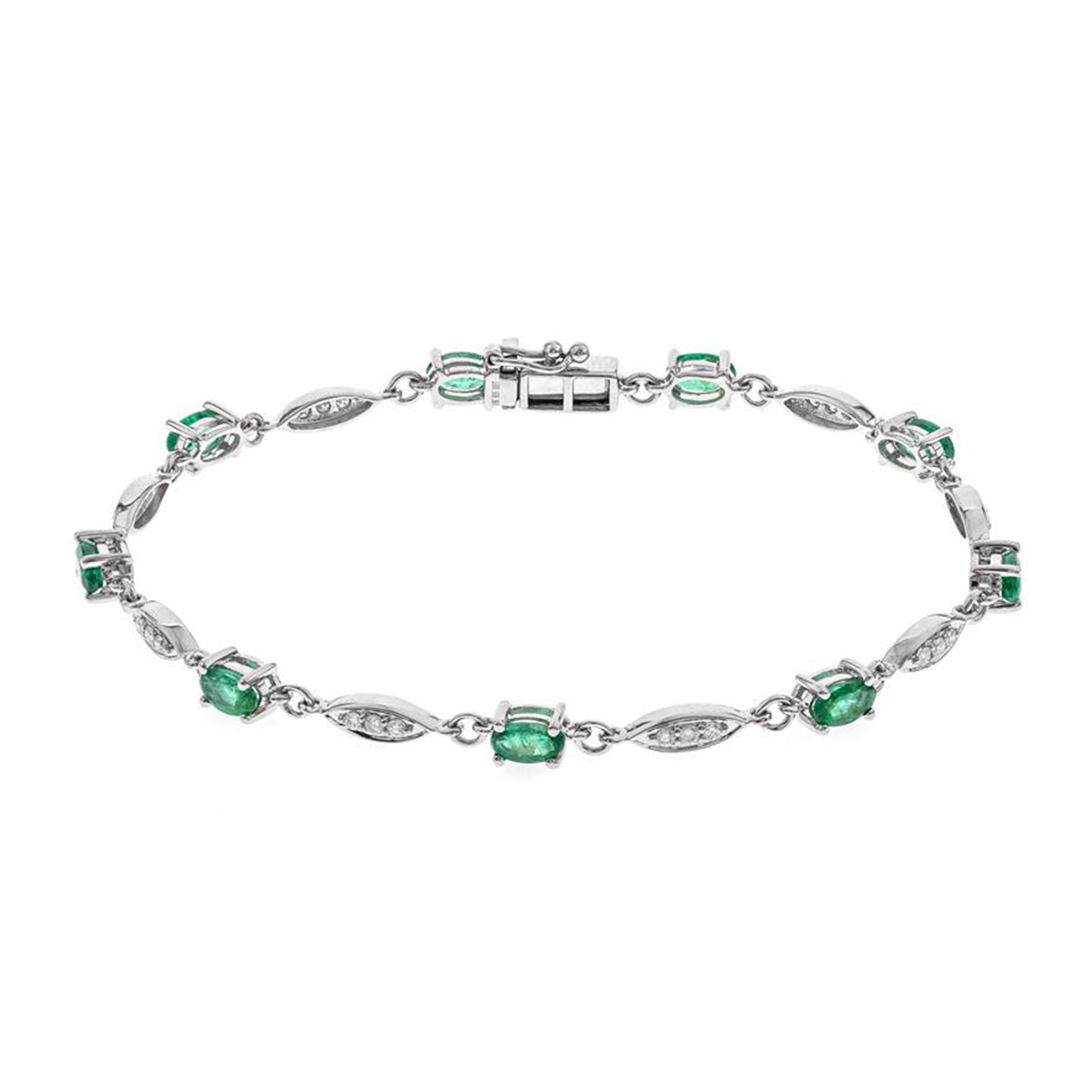 Pulsera de oro blanco con esmeralda de Zambia AAA