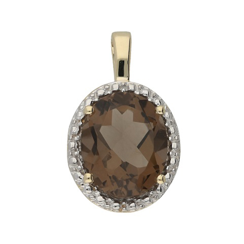 Verfijnde Braziliaanse Rookkwarts 9K Gouden Hanger
