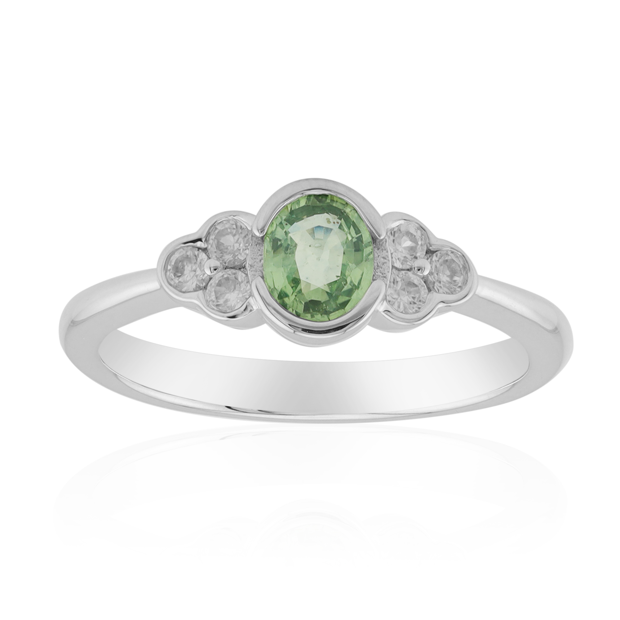 Groene Tuléar Saffier Zilveren Ring