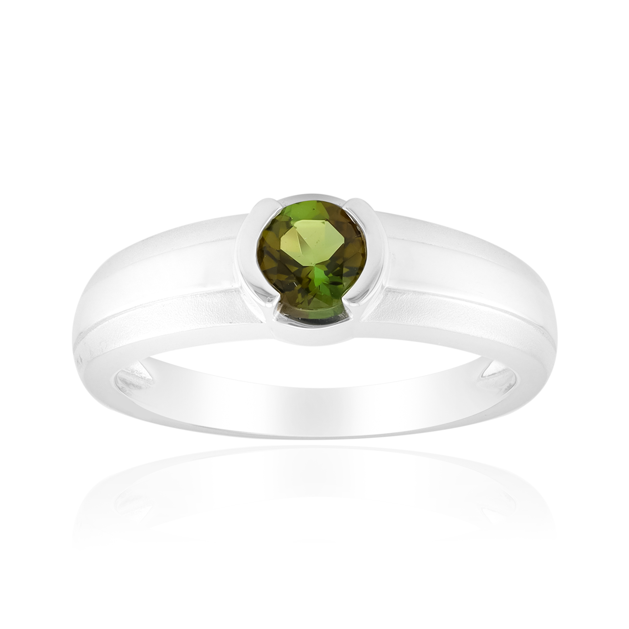 Groene Toermalijn Zilveren Ring