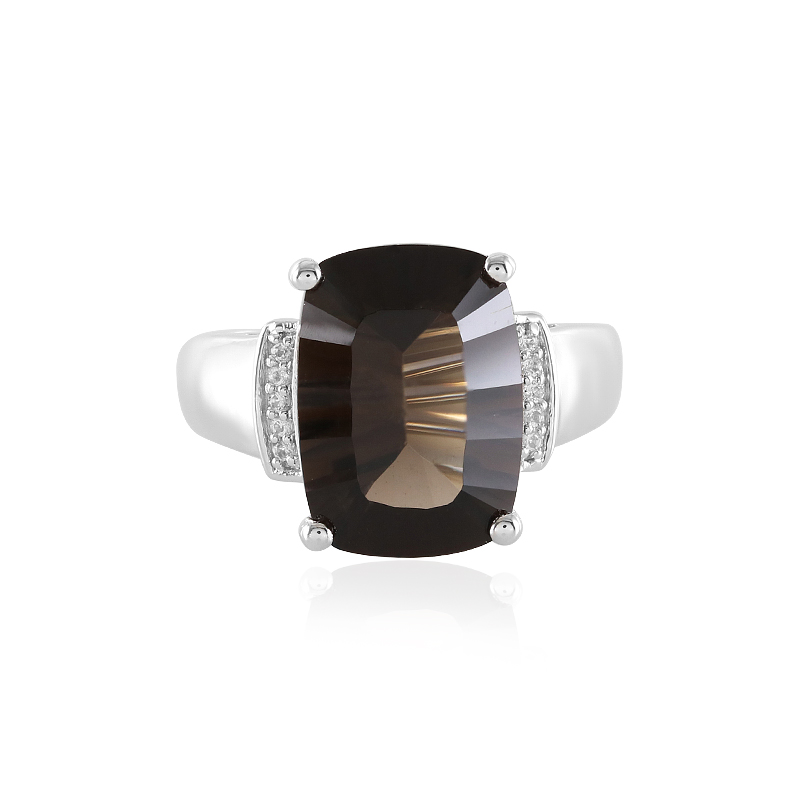 Braziliaanse Rookkwarts Sterling Zilveren Ring, 5.049ct