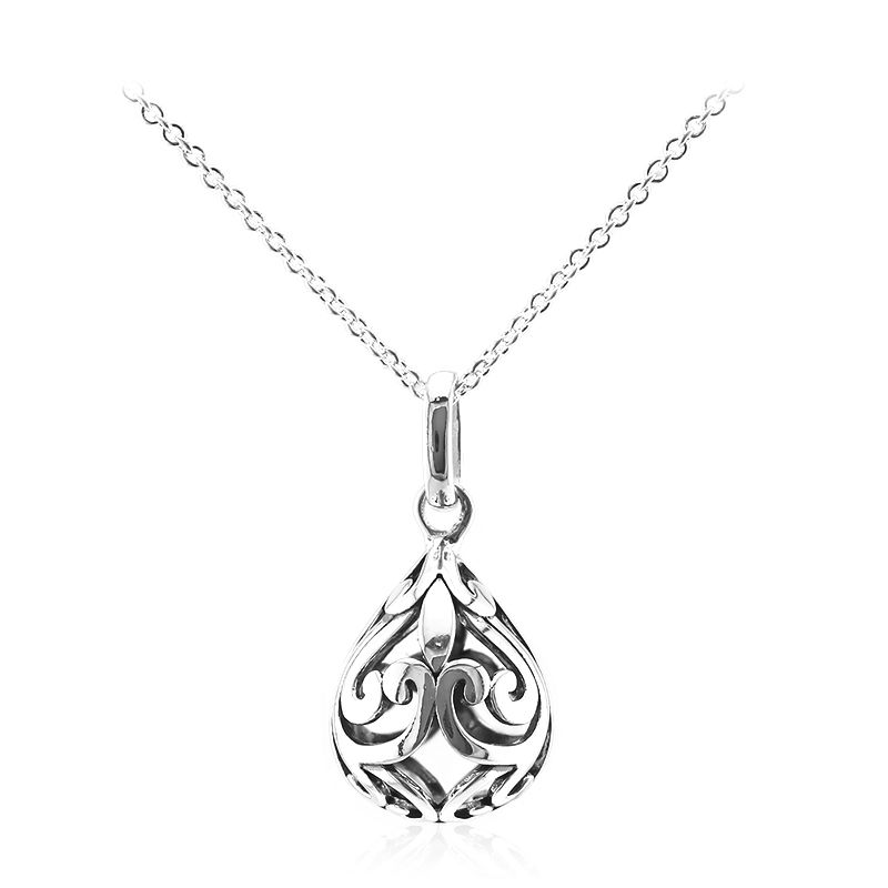 Filigrane Teardrop 925 Sterling Silber Halskette