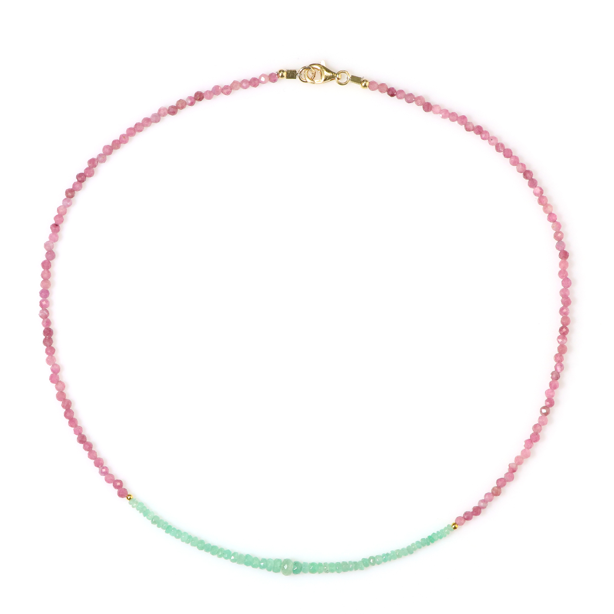 Collana con tormalina rosa smeraldo placcata oro