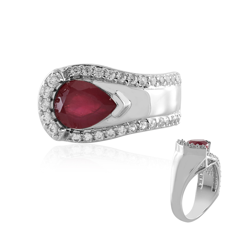 Madagascar Ruby Drop Silver Ring, 1.958ct