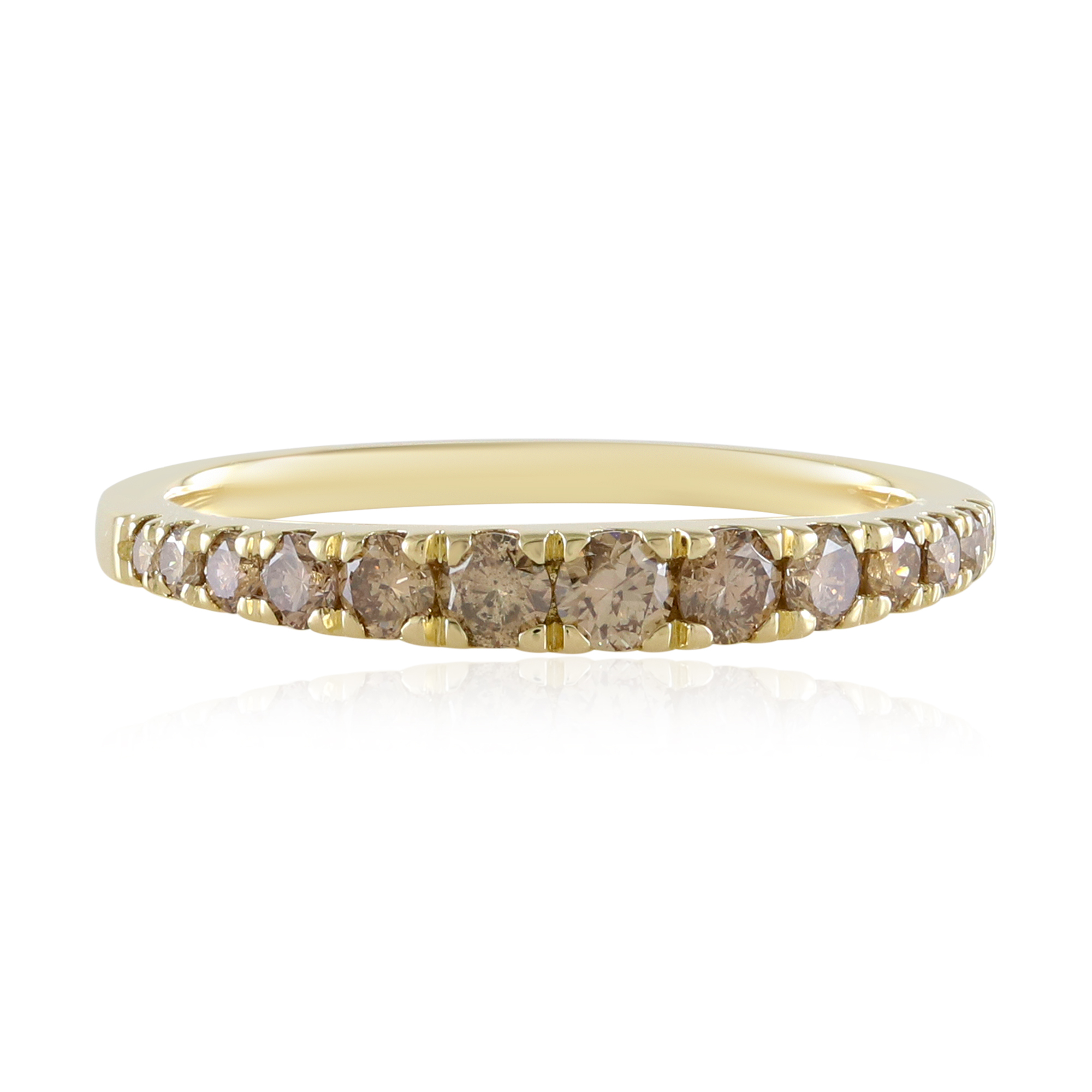 Champagner-Diamant-Goldring, 375 Gold, 0,549 ct