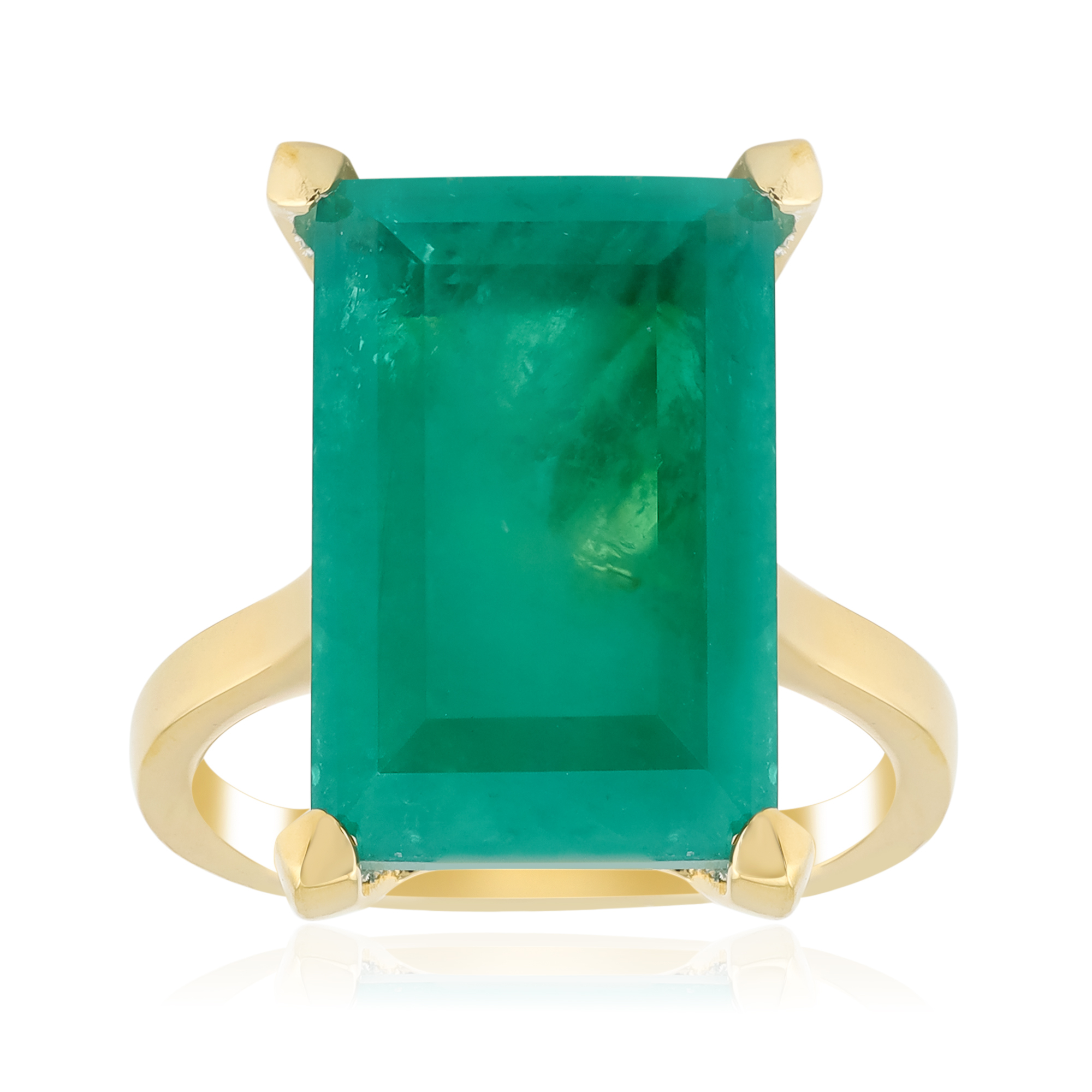 Ring van Braziliaans groen kwarts verguld zilver