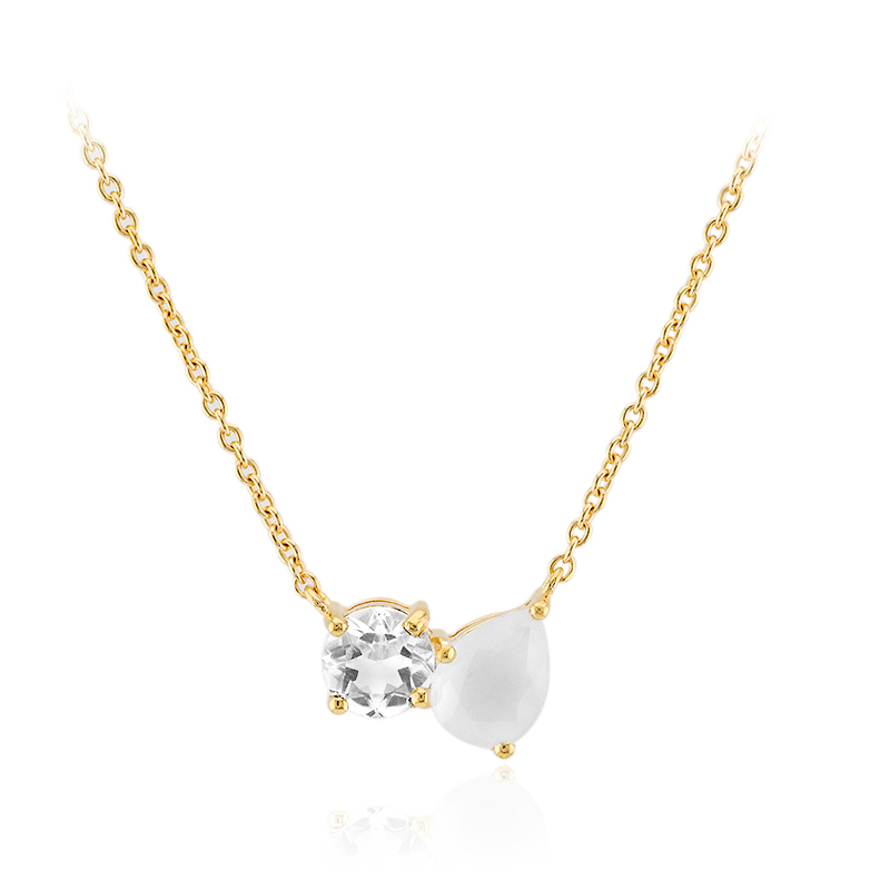 Pastel Quartz Topaz Gold-Plated Silver Necklace
