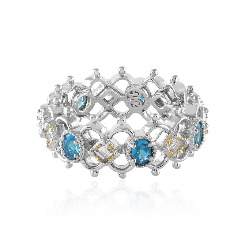 Neon Blauwe Apatiet Sterling Ring, Dallas Prince