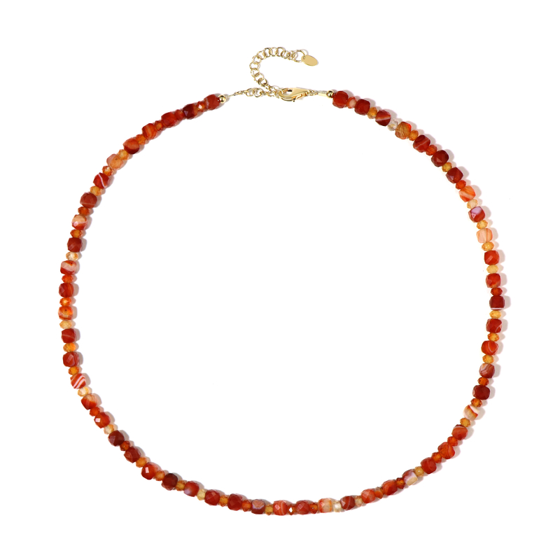 Rode Agaat & Carneool Zilveren Ketting