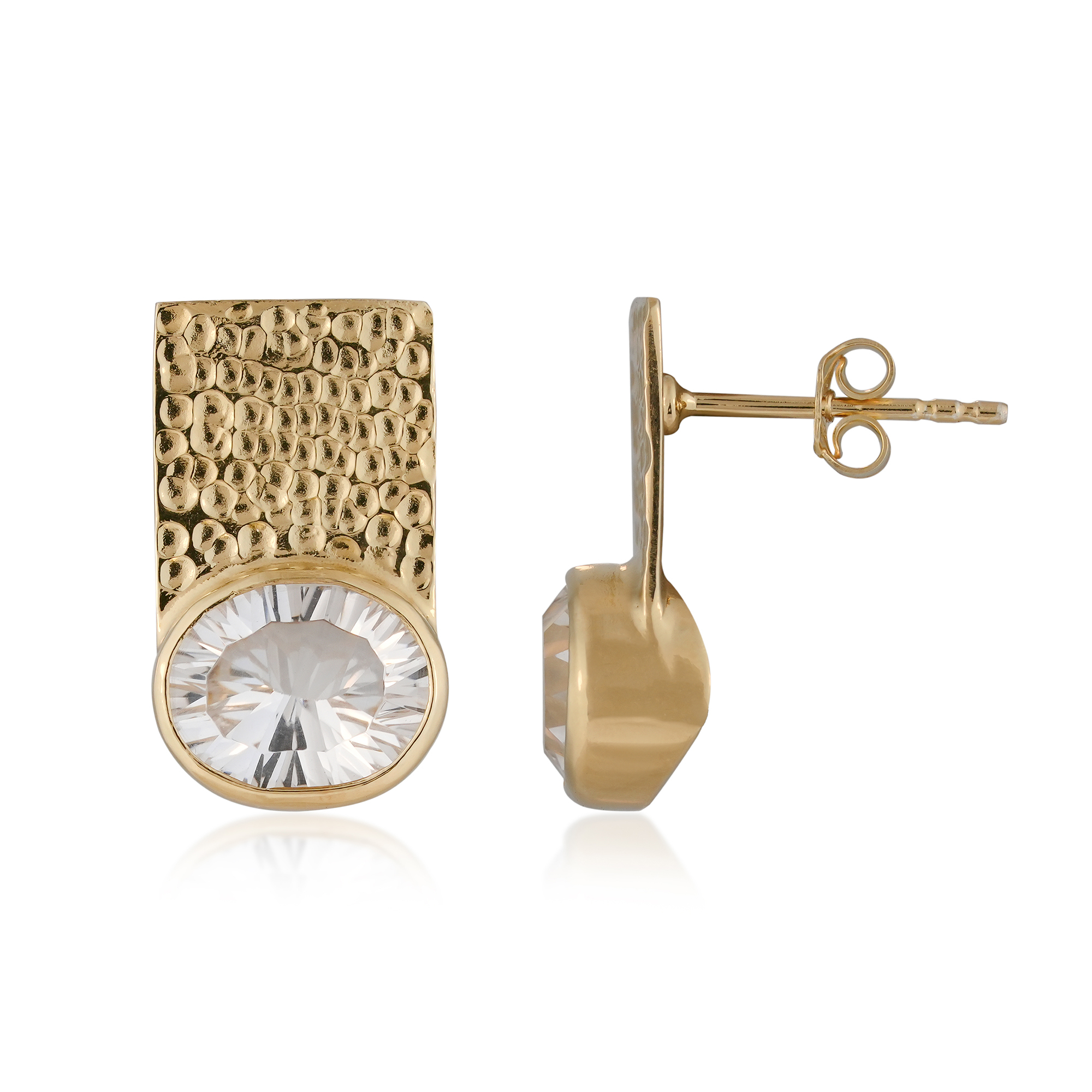 White Quartz Gold-Plated Silver Earrings