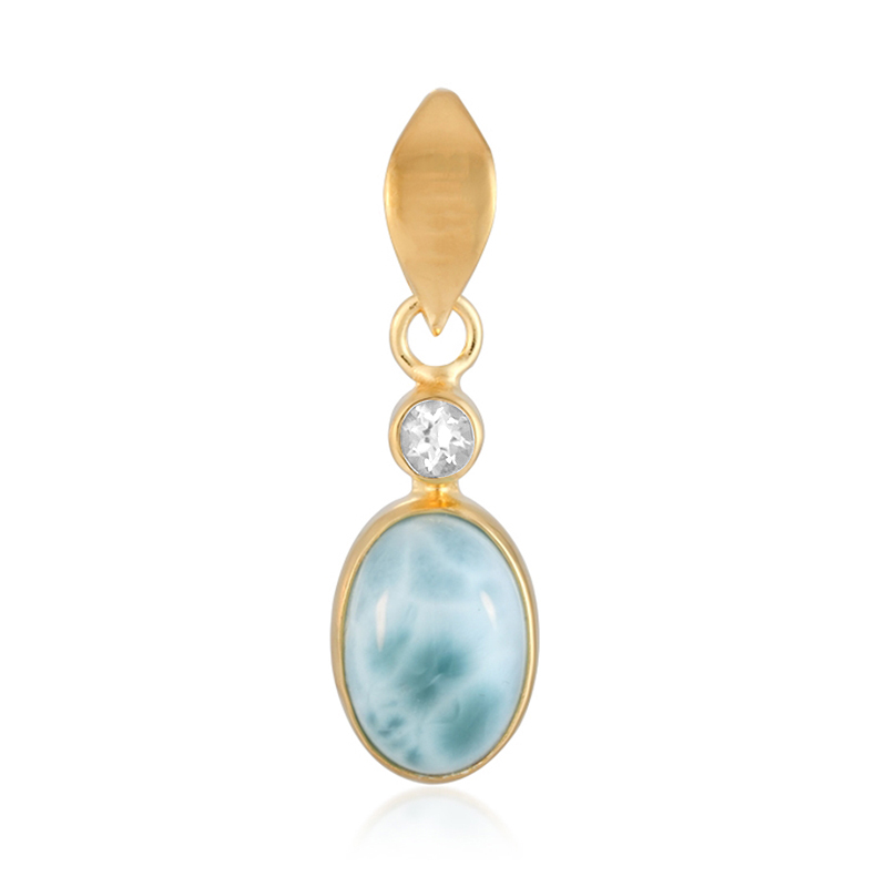 Larimar Bali Barong Hanger, 925 verguld zilver