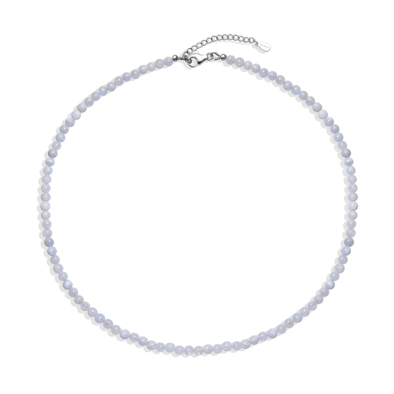 Collana in argento sterling con calcedonio blu