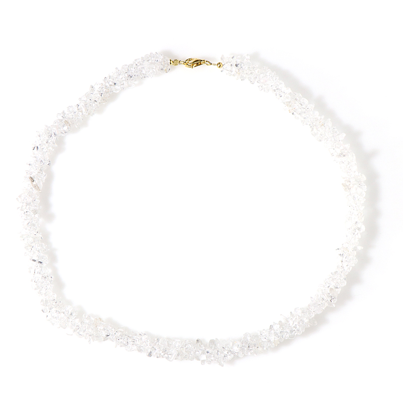 Chique Braziliaanse witte kwarts vergulde ketting, 194ct