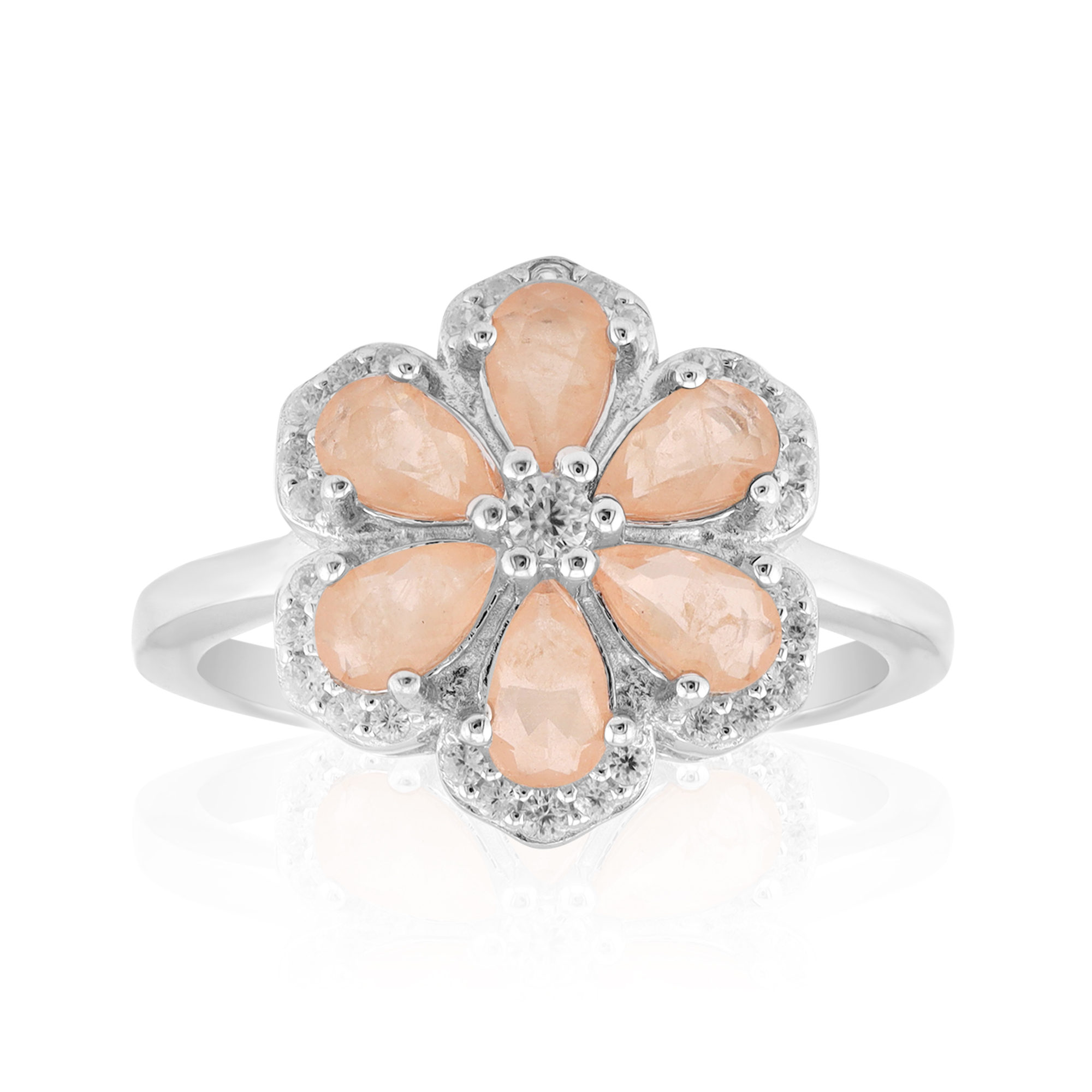 Peach Pastel Quartz Silver Ring