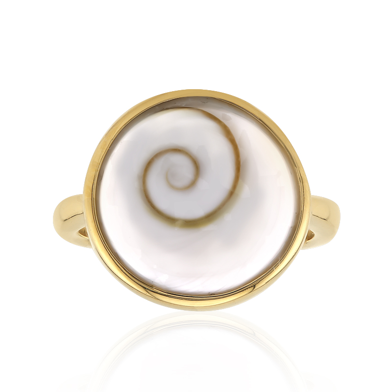 Indonesischer Shiva Eye Ring aus vergoldetem Silber