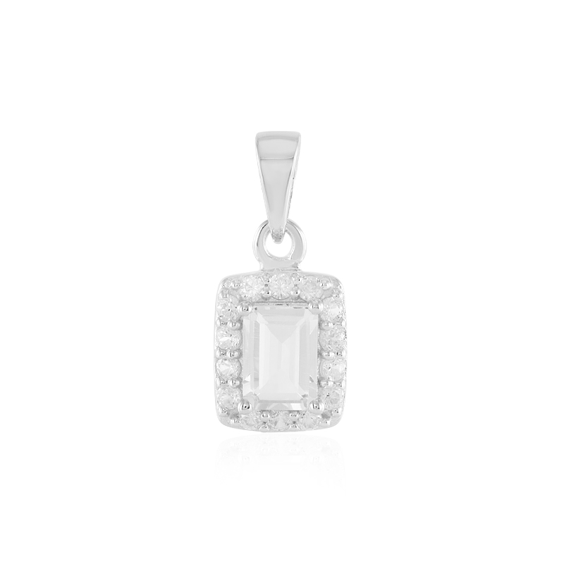 Braziliaanse witte kwarts & zirkoon platina vergulde zilveren hanger