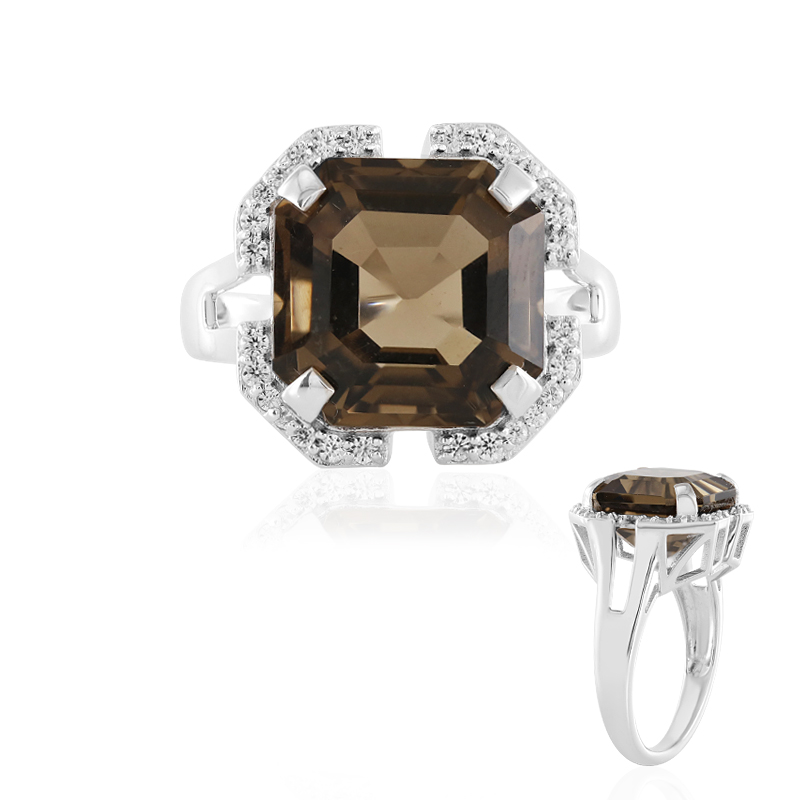Braziliaanse Rookkwarts 925 zilveren ring, 6.03 ct